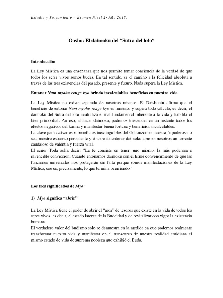 El Daimoku Del Sutra Del Loto - Ejes-1 | PDF | Sutra del loto