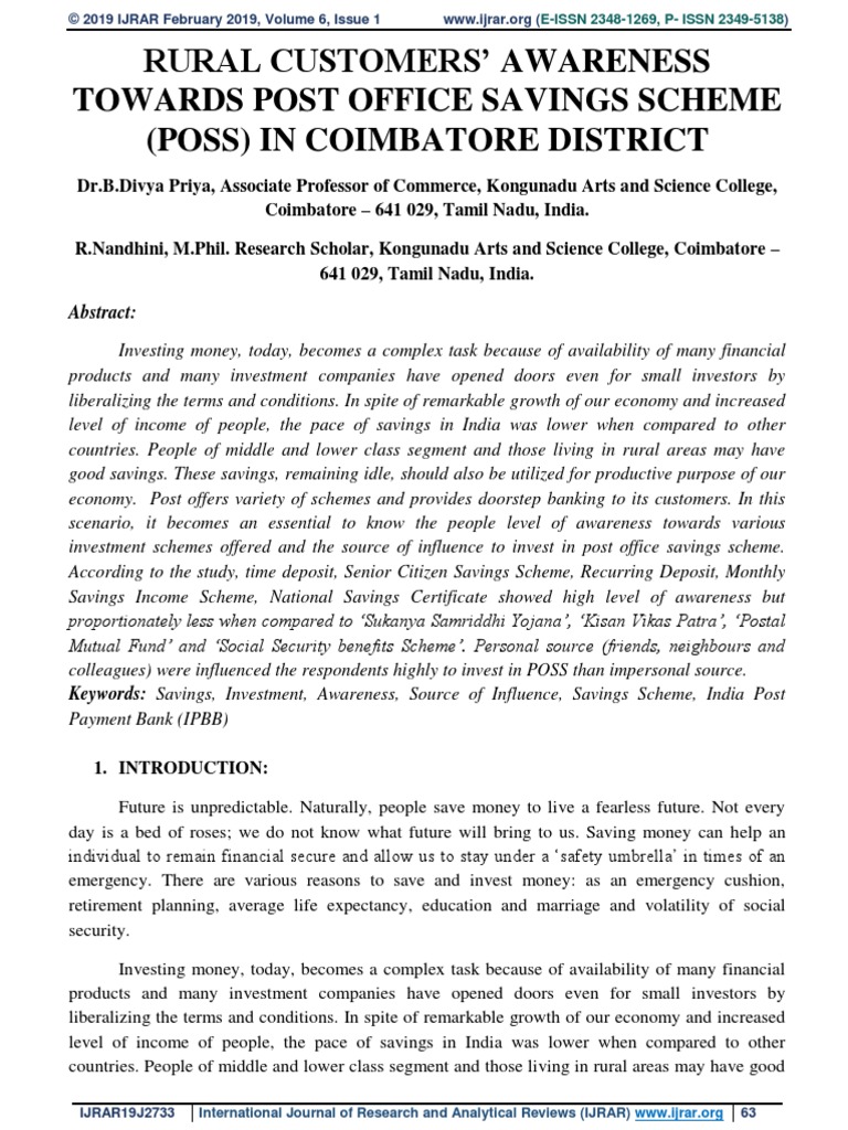 Rural Customers Awareness Towards Post o | PDF | International Standard ...