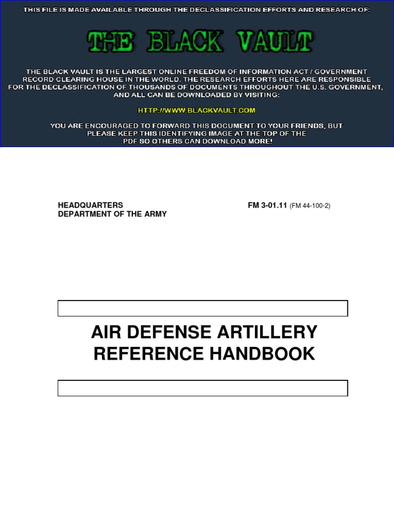 Air Defense Artillery Reference Handbook (FM 3-01.11) (138 Pages, 2 ...