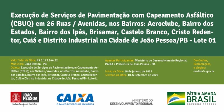 Placa de Obra Governo Federal | PDF