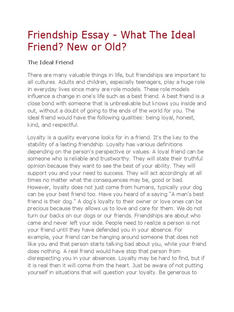 Friendship Essay | PDF | Truth | Friendship