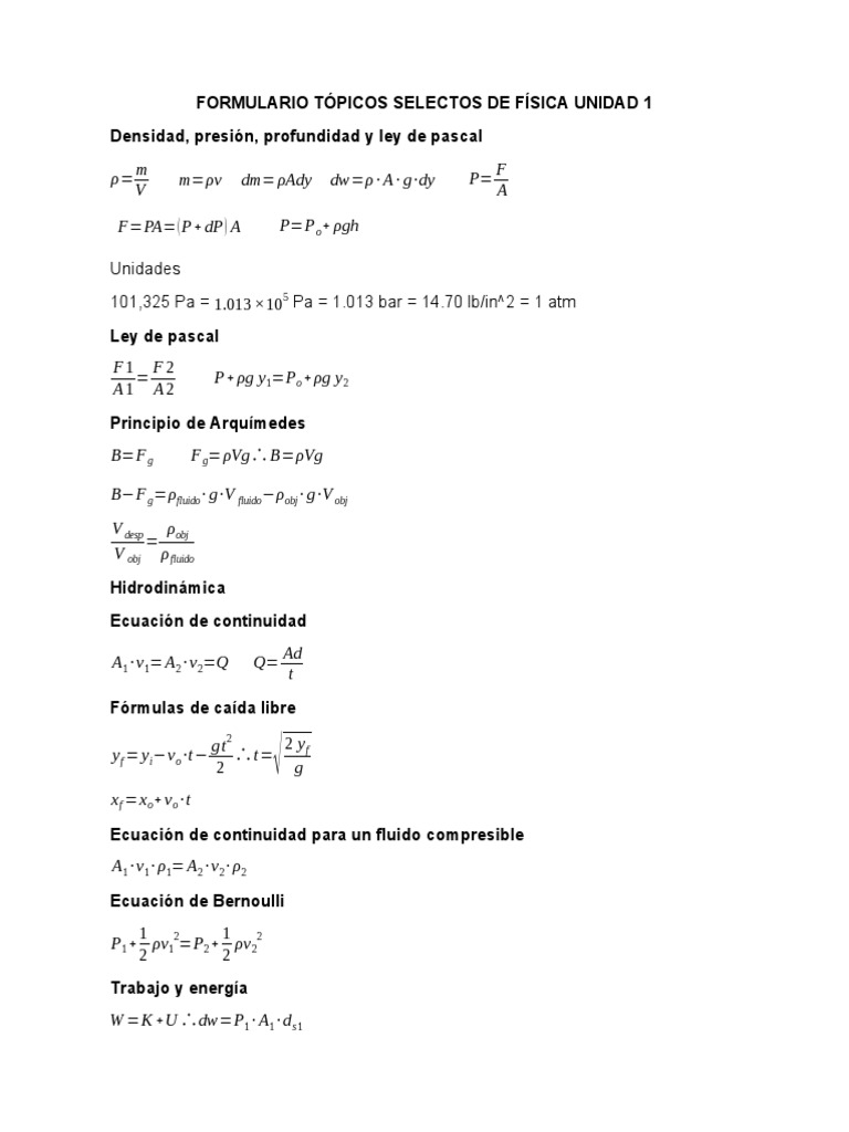 Tópicos Selectos de Física Unidad 1 | PDF
