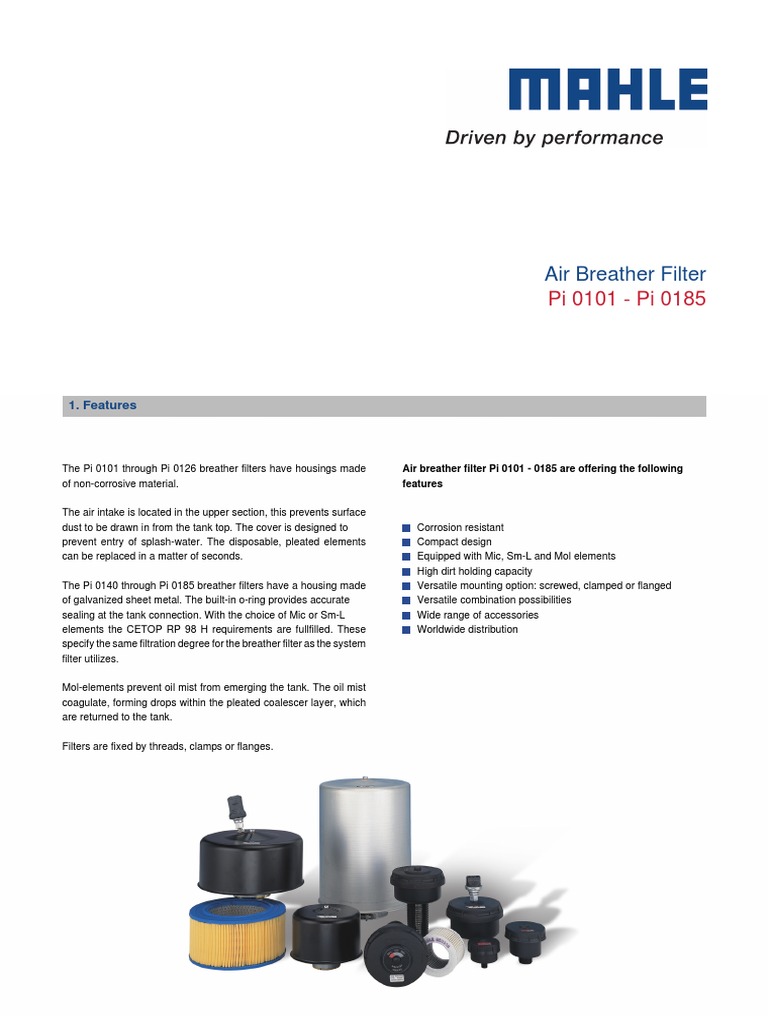 MAHLE Air-Breather-Filter-Pi-0101-Pi-0185 | PDF | Valve | Filtration