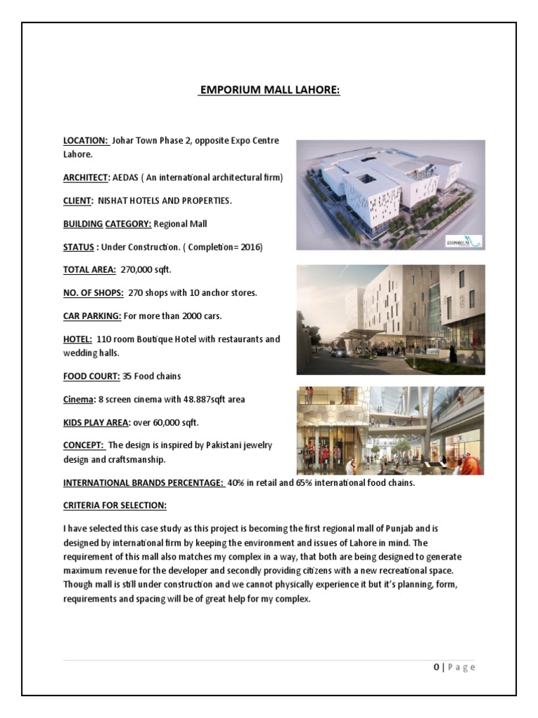 EMPORIUM LAHORECase Study-01 | PDF | Shopping Mall | Retail