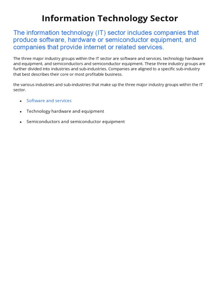 Information Technology Sector | PDF
