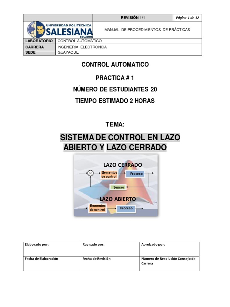 Practica #1 Control | PDF | Sistema de control | Matlab