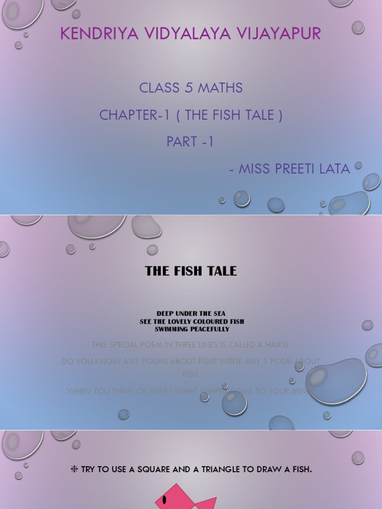 CLASS V MATHS The Fish Tale Worksheet | PDF | Speed
