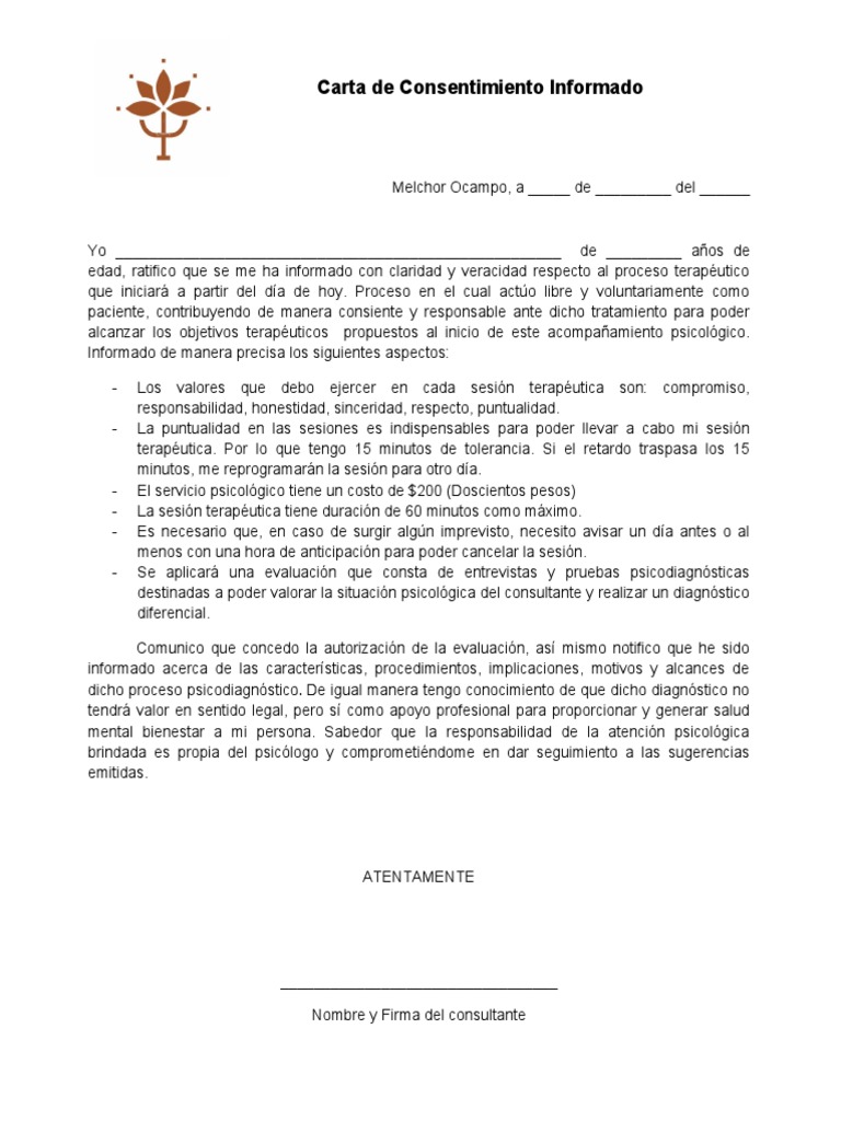 Carta Consentimiento Informado | PDF