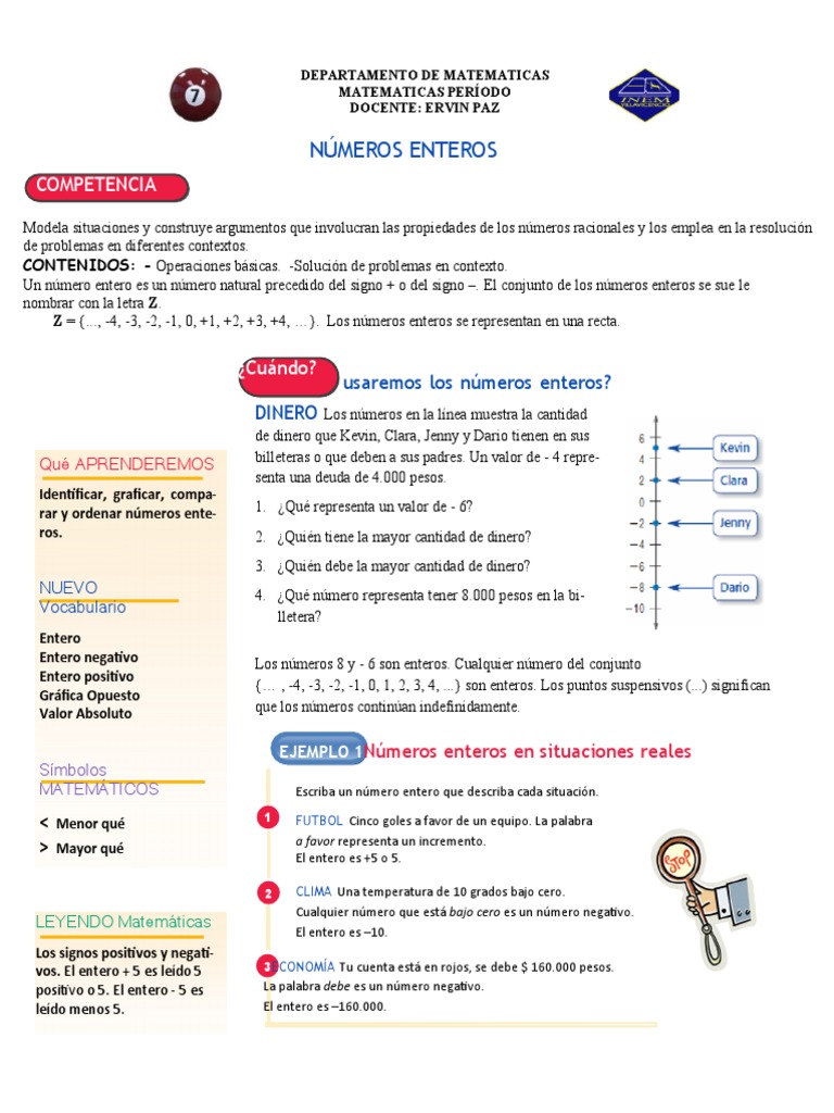 Sexto Enteros-Parte 1 | PDF | Entero | Sustracción