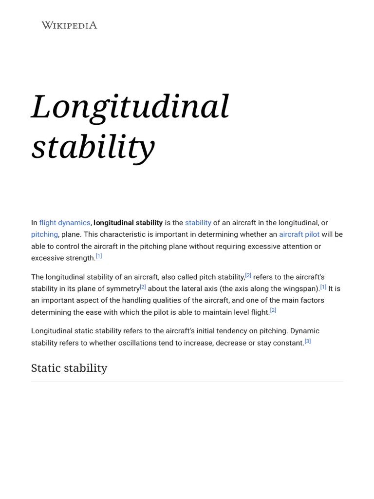 Longitudinal Stability - Wikipedia | PDF | Flight Dynamics (Fixed Wing ...