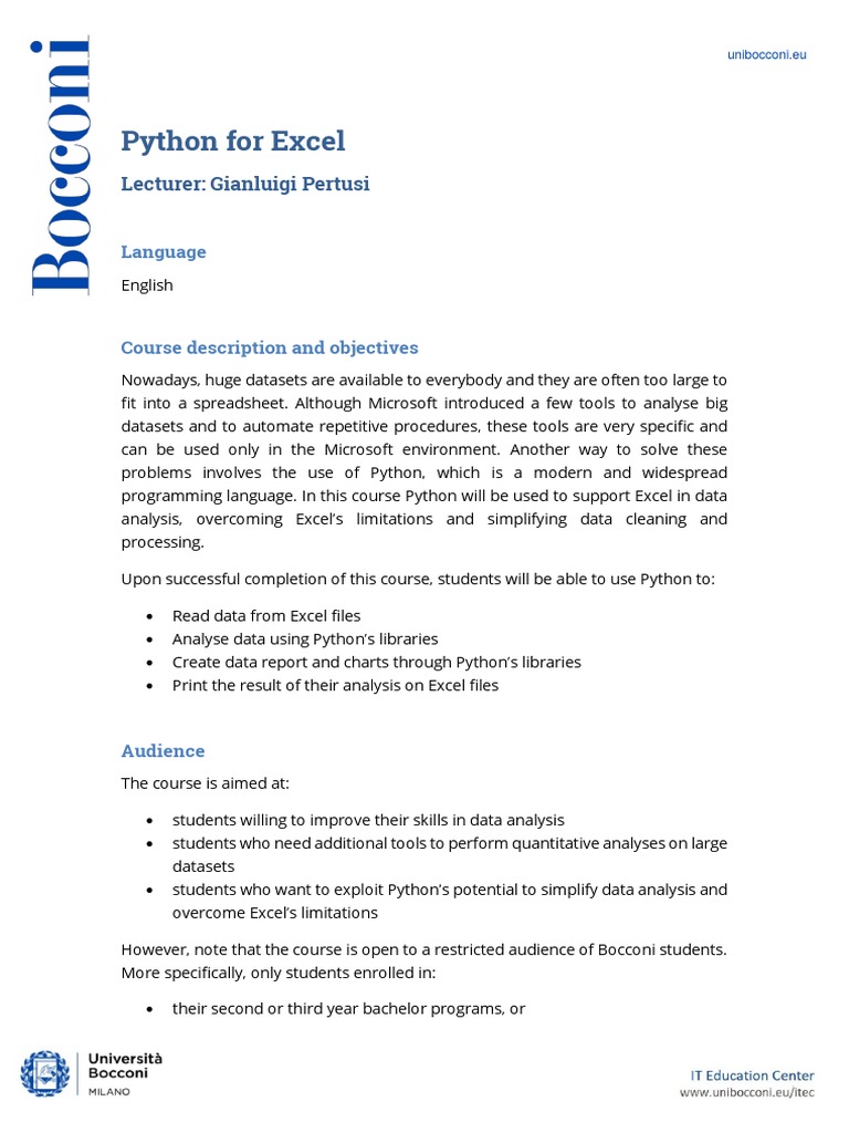 Python for Excel: Automate Data Analysis & Overcome Limitations | PDF | Microsoft Excel | Data
