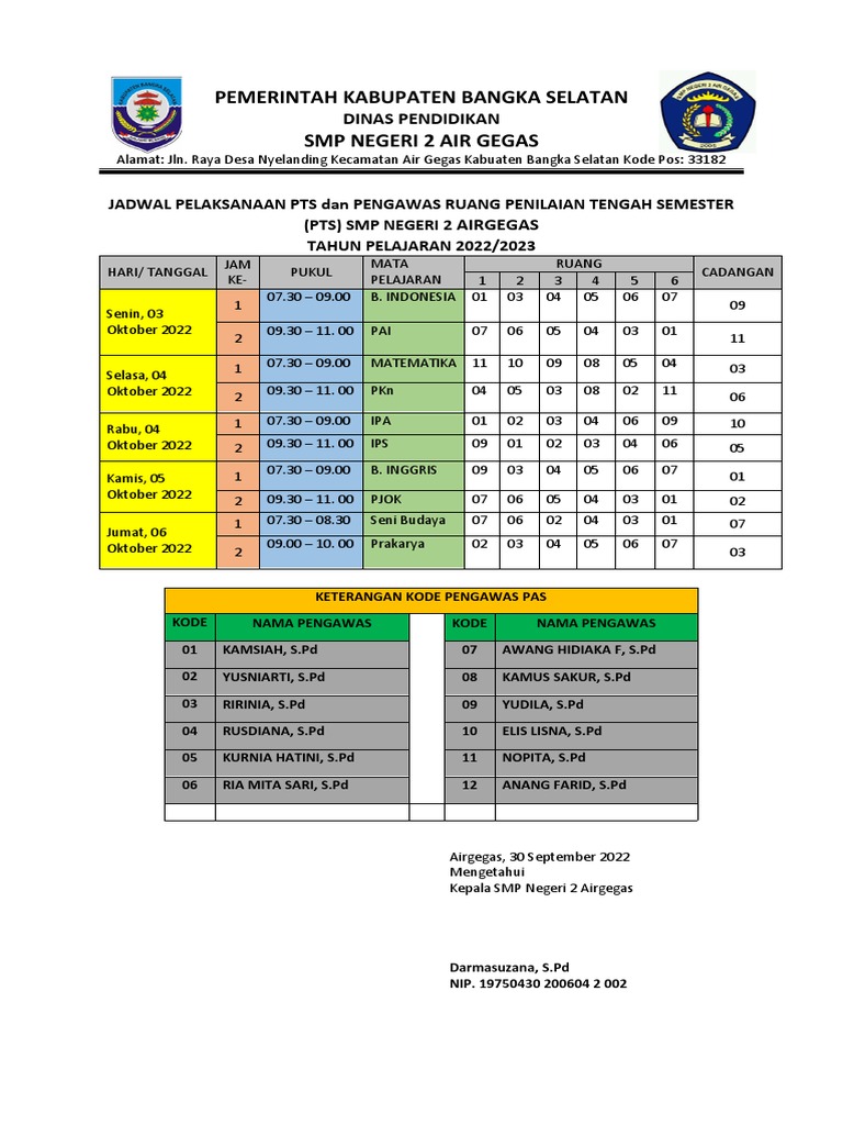 Jadwal PTS 2022 - 2023 | PDF