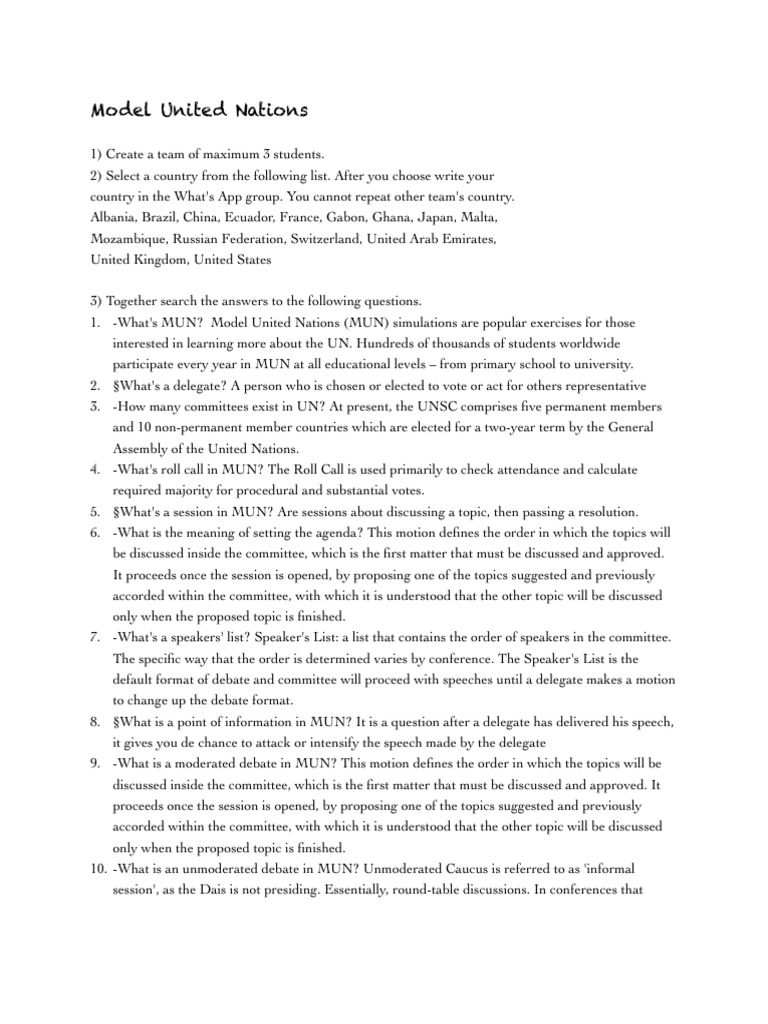 Model United Nations | PDF | United Nations Security Council | United ...