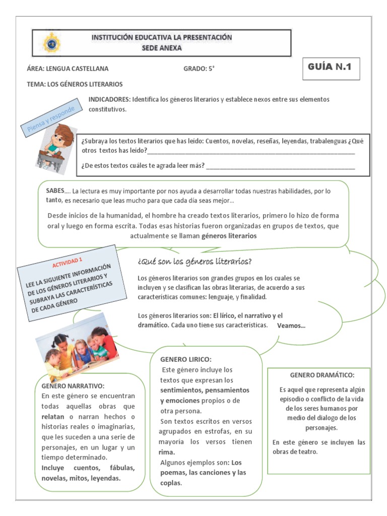 Actividades sobre Géneros Literarios | PDF | Poesía | Narración