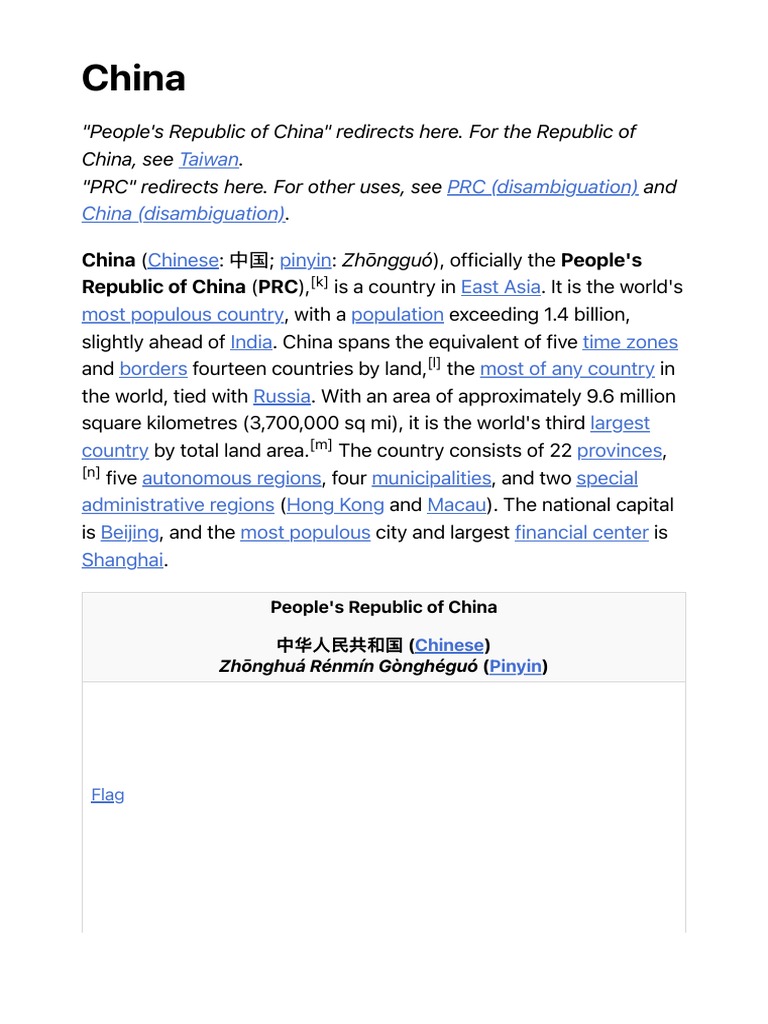 China - Wikipedia | PDF | China | World Politics