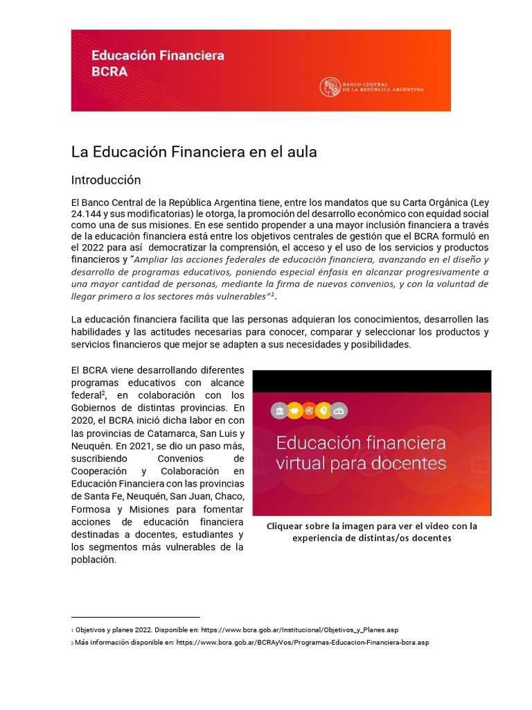Educaci N Financiera. Programa y Cronograma | PDF | Educación financiera | Enseñando