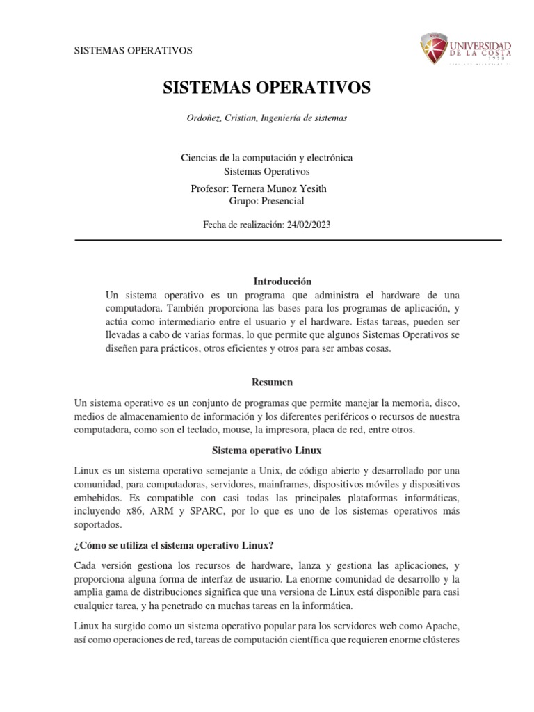 Informe Tecnico | PDF | Sistema operativo | Ciencias de la Computación