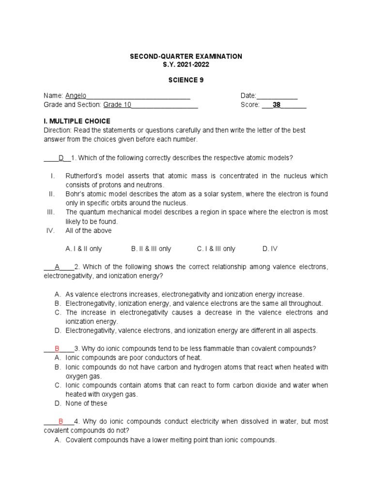 Answer Sheet | Download Free PDF | Mole (Unit) | Chemical Compounds