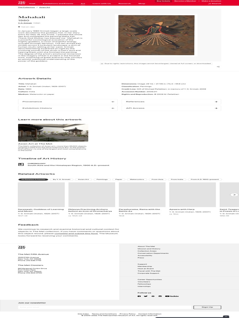 Y. G. Srimati Mahakali India The Metropolitan Museum of Art | PDF ...