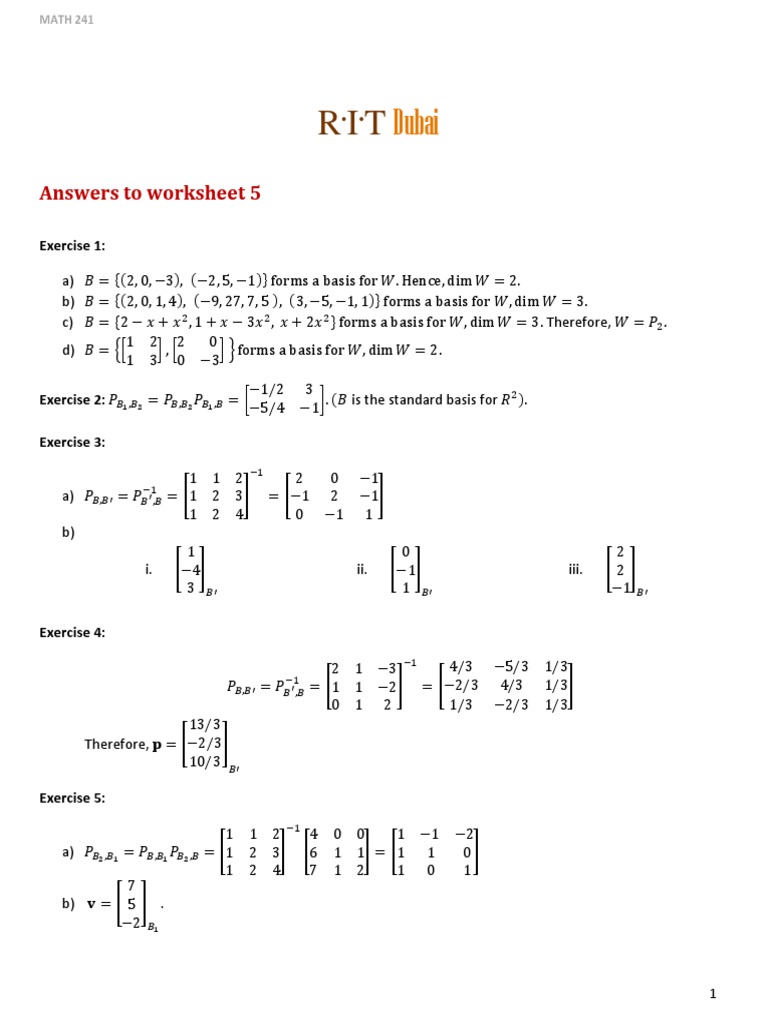 Answers - Worksheet 5 | PDF | Mathematical Analysis | Applied Mathematics