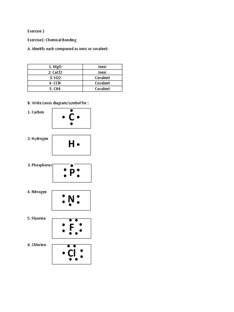 Exercise 1 Chemical Bonding | PDF | Science & Mathematics
