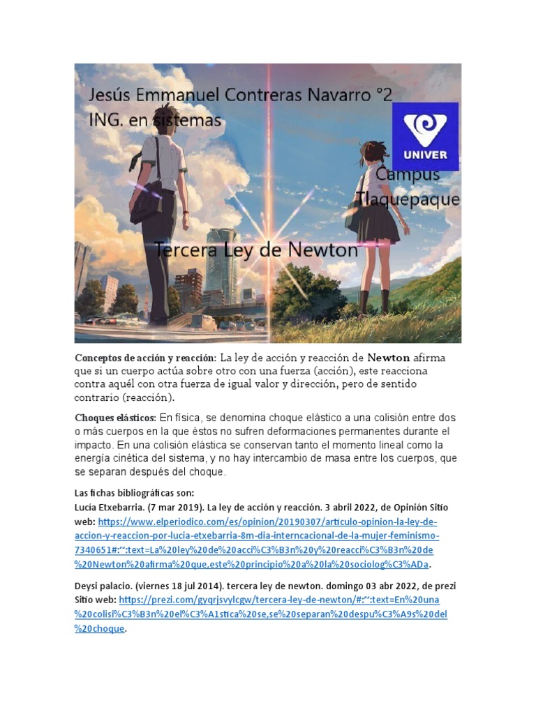 3.1 Tercera Ley de Newton | PDF