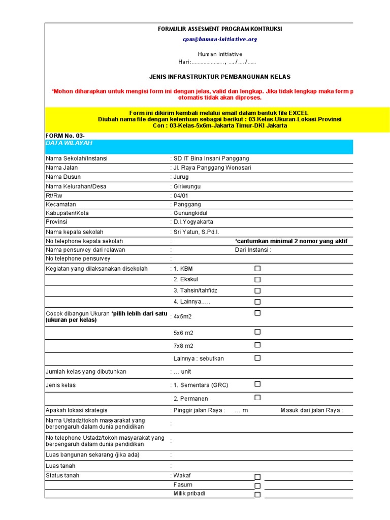 03 Form Assesment Pembangunan Kelas | PDF