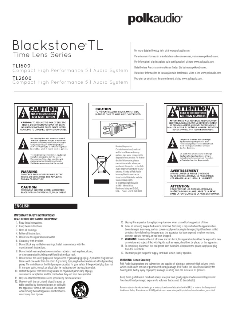 TL1600 2600 System MN | PDF | Loudspeaker | Ac Power Plugs And Sockets
