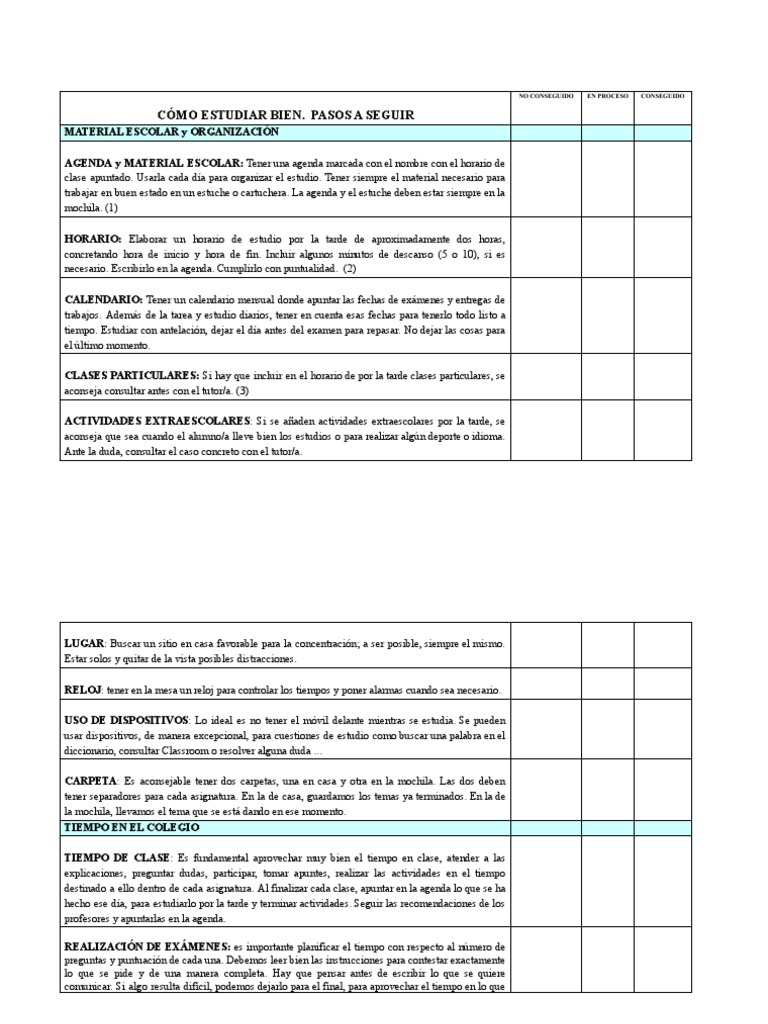 Cómo Estudiar Bien | PDF | Calendario
