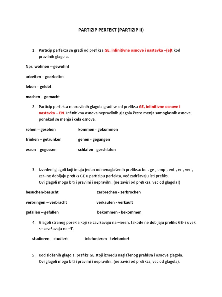 Lektion PARTIZIP PERFEKT | PDF