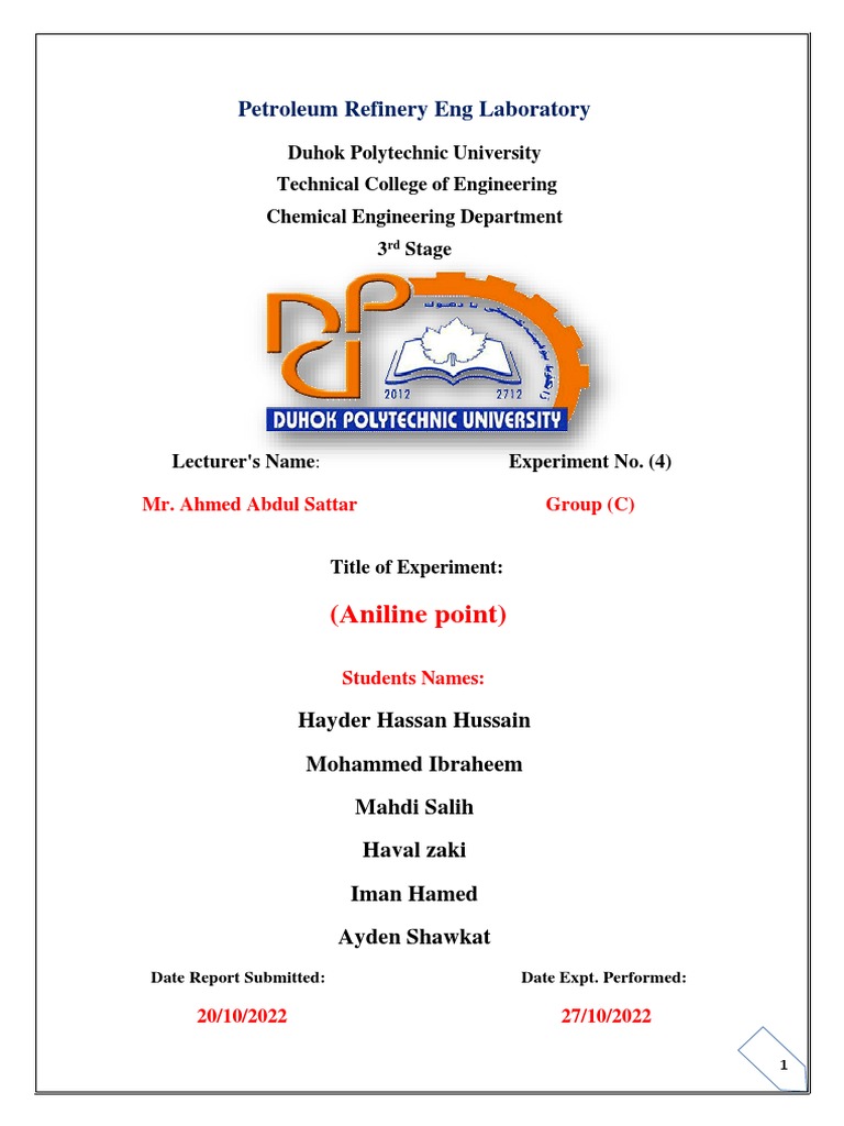 Aniline Point Exp 4 | PDF | Hydrocarbons | Diesel Fuel