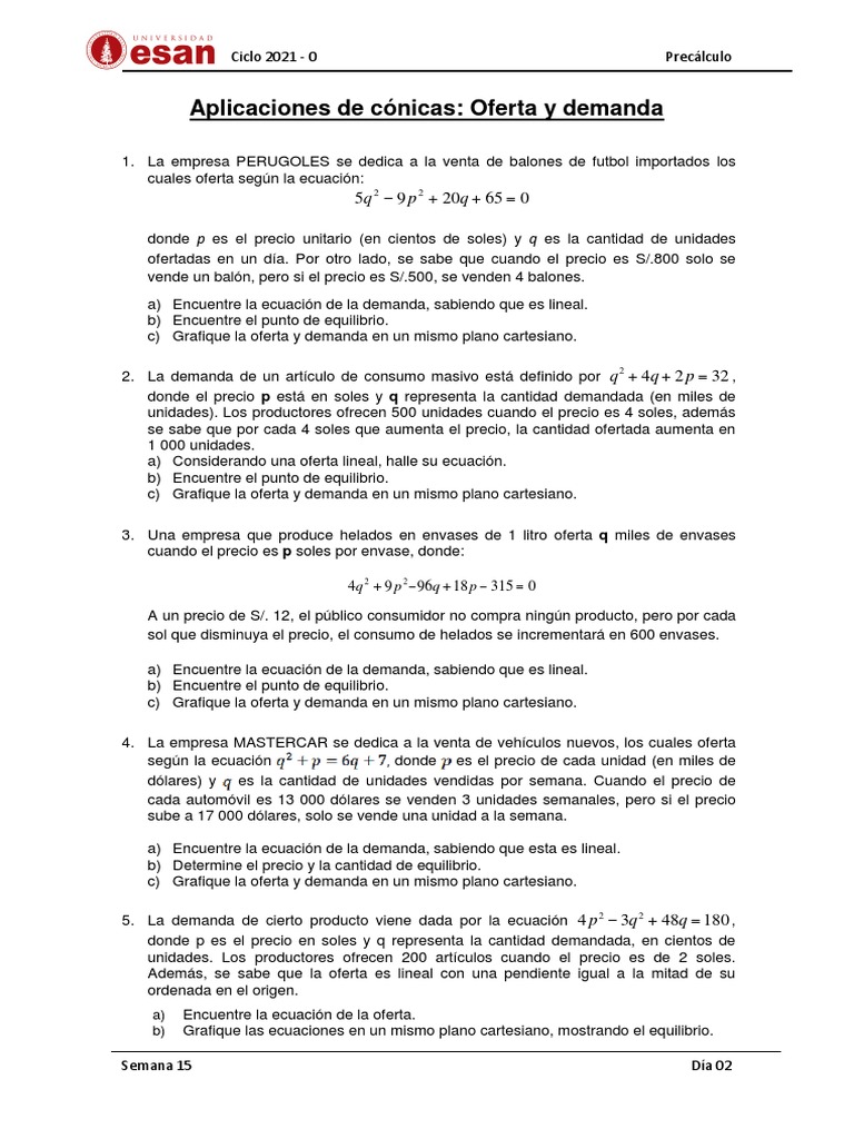 Repaso Semana 15B | PDF | Oferta (economía) | Oferta y demanda