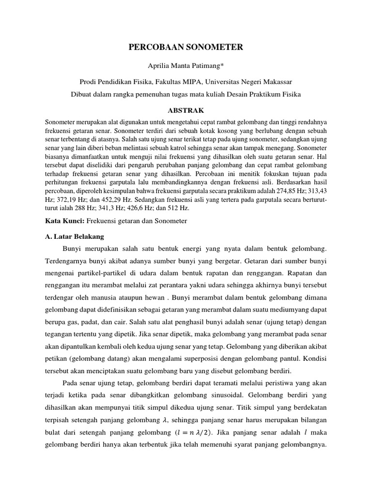 Percobaan Sonometer | PDF | Kajian Bahasa Asing | Seni