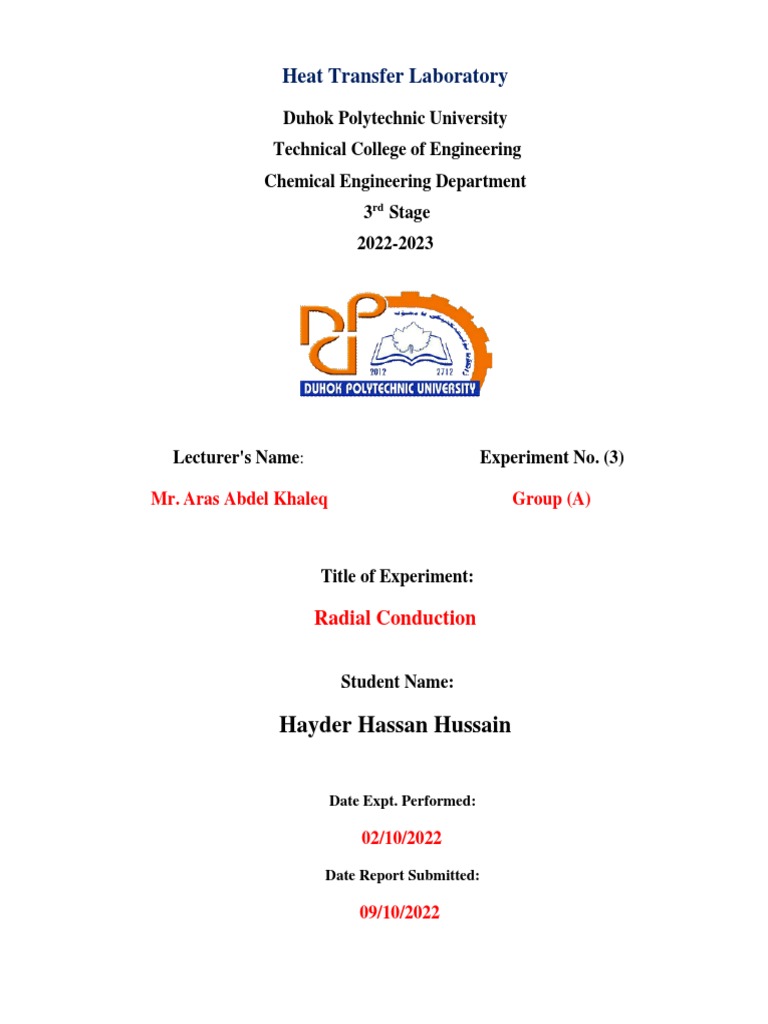 Radial Heat Conduction Experiment | PDF | Heat Transfer | Thermal ...