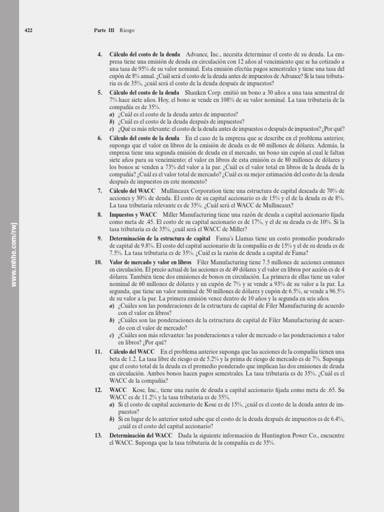 Ross Westerfield Jaffe Finanzas Corporativas 9na Edicion-453-455 | PDF | Compartir (Finanzas ...