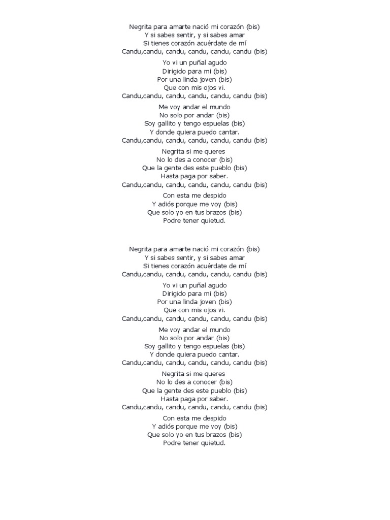 Negrita para Amarte Nació Mi Corazón | PDF