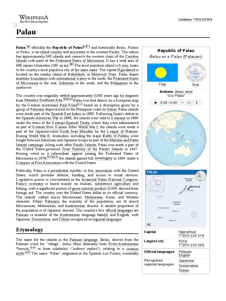 Palau | PDF | Micronesia