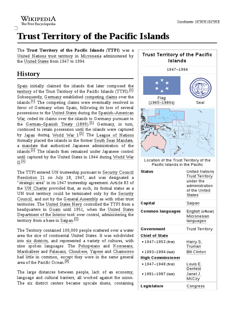 Trust Territory of The Pacific Islands | PDF | Global Politics ...