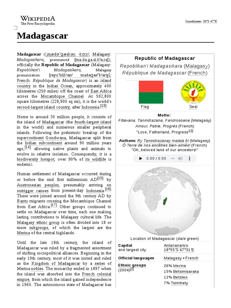 Overview of Madagascar's Geography and History | PDF | Madagascar
