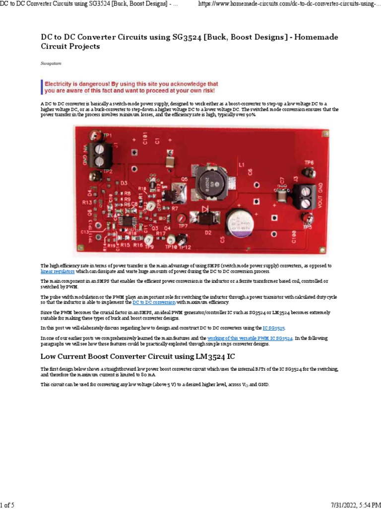 DC To DC Converter Circuits Using SG3524 (Buck, Boost Designs) | PDF ...