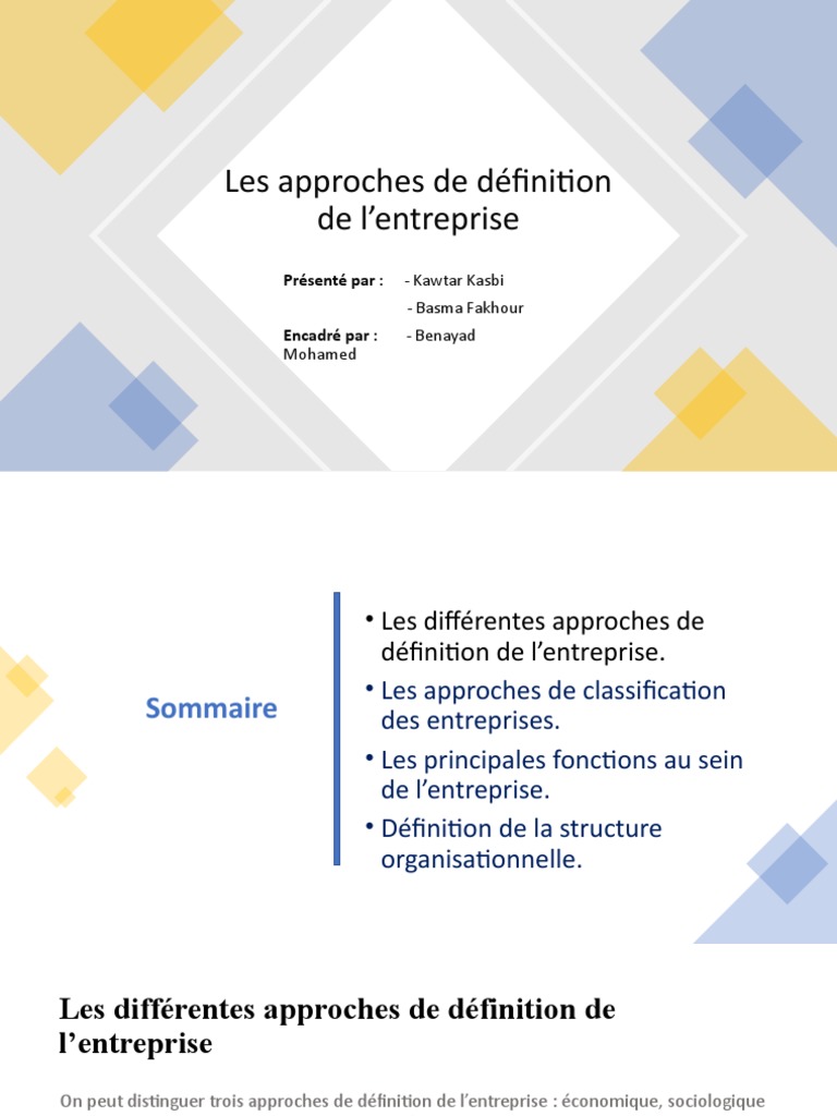 Les Approches de Définition de L'entreprise | PDF | Business | Sodles