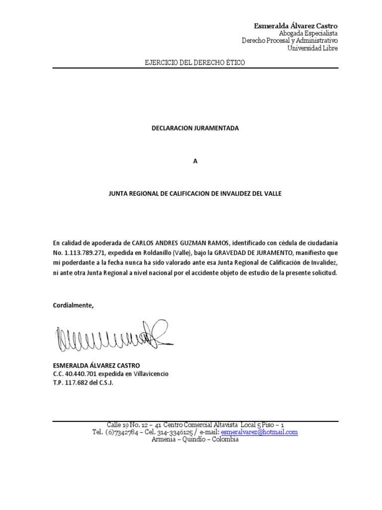 Declaracion Juramentada | PDF | Derecho