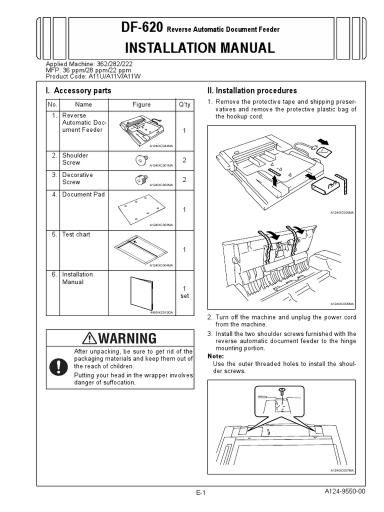 Installation Manual DF-620: I. Accessory Parts II. Installation ...