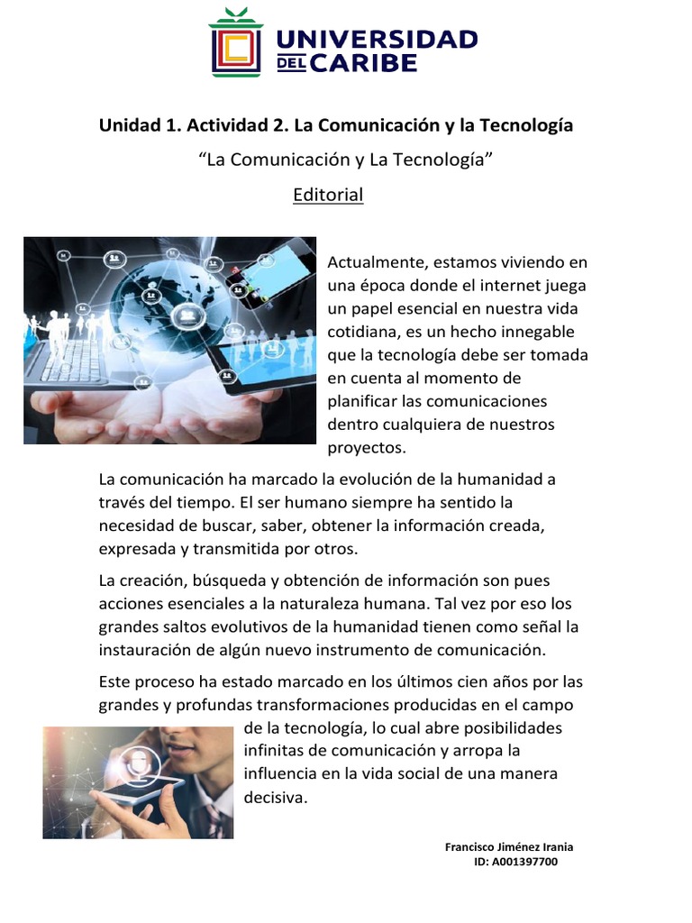 Unidad 1 Actividad 2 La Comunicación y La Tecnología | PDF | Comunicación | Información
