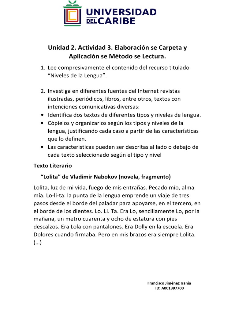 Carpeta de Lectura: Unidad 2, Actividad 3 | PDF | Ficción general