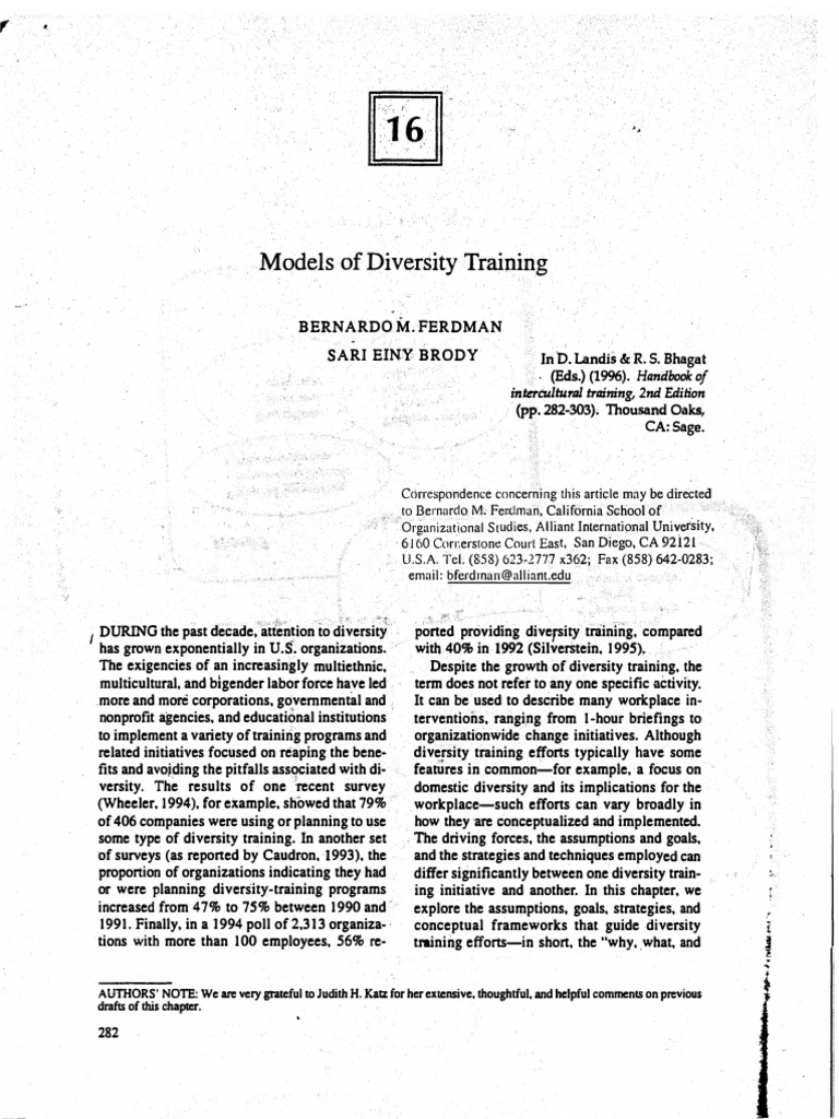 Ferdman Brody1996 Models of Div Training | PDF