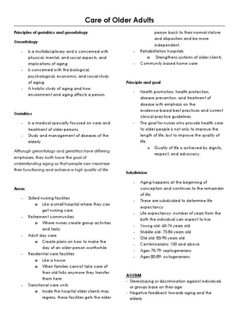 Geriatrics and Gerontology Guide | PDF | Geriatrics | Ageing