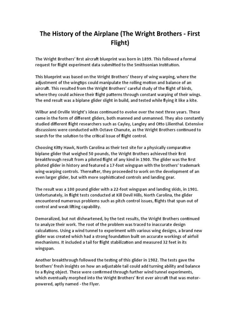 The History of The Airplane | PDF | Wright Brothers | Wright Flyer