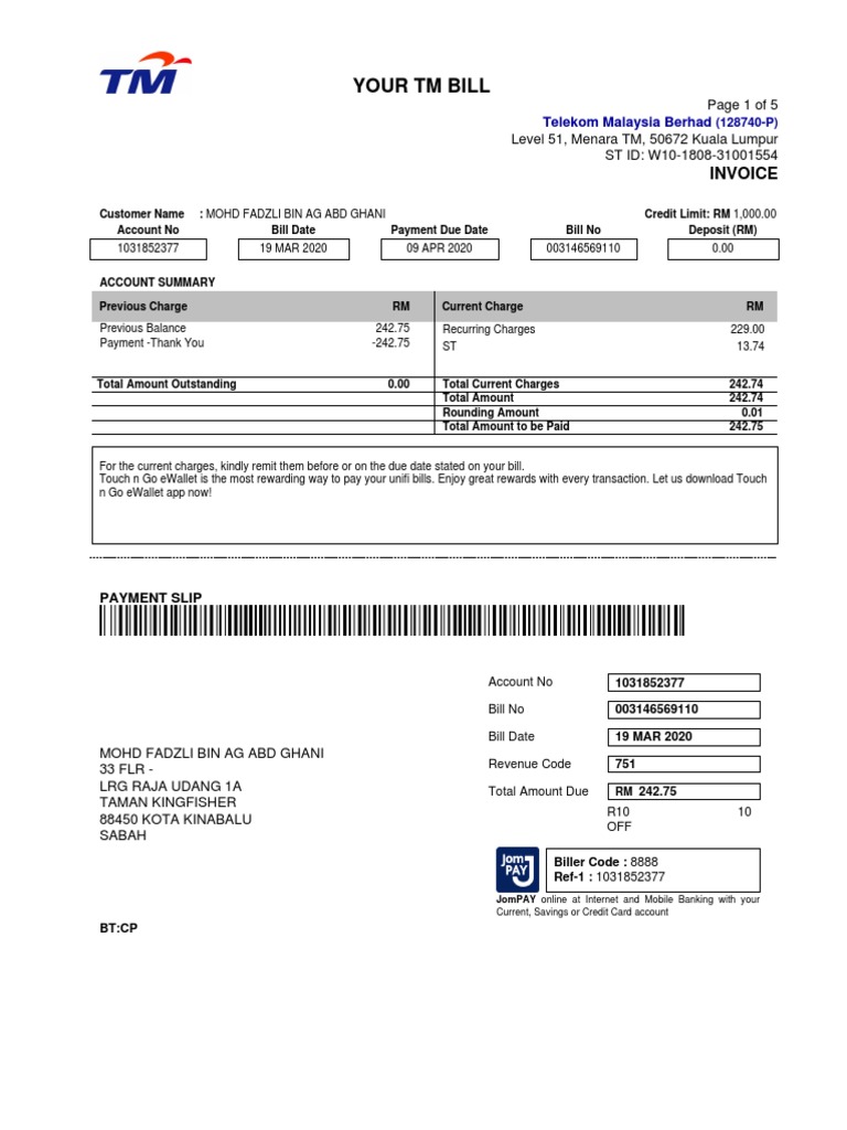 Bil Unifi Mac 2020 | PDF | Debit Card | Credit Card