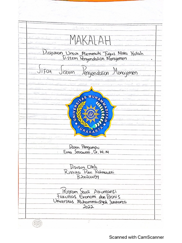 B200200094-Rizkika Putri Rahmawati-B-Tugas Akhir SPM Bab 1 | PDF